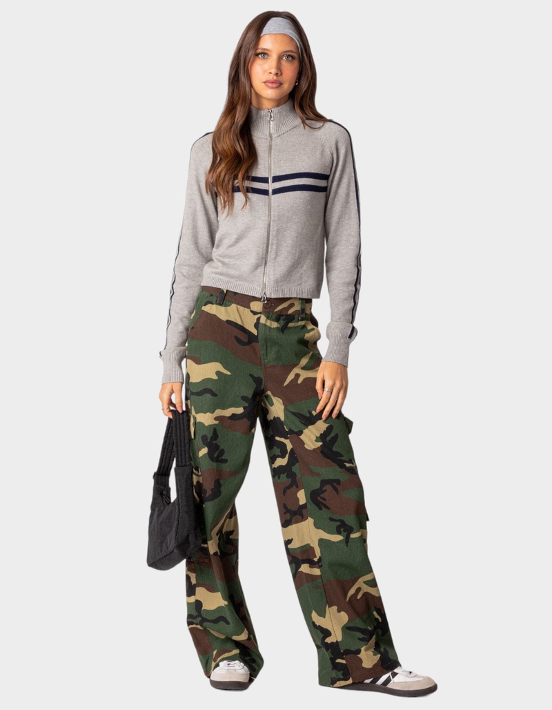 EDIKTED Roxanne Zip Up Knit Cardigan - GRAY - XL | Tillys