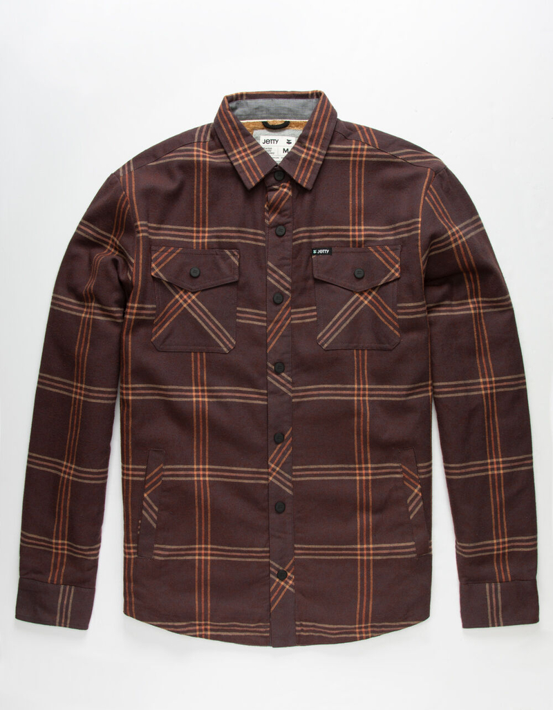 JETTY Sherpa Mens Flannel Shirt Jacket - RUST | Tillys