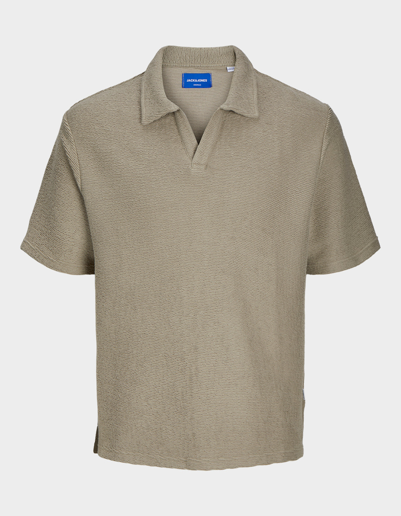 JACK & JONES Roxbury Mens Split Neck Short Sleeve Polo Shirt - SAGE - S ...