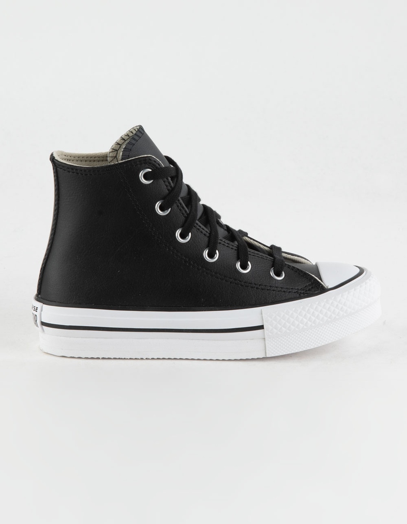 CONVERSE Chuck Taylor All Star Lift Platform Leather Girls Shoes - BLK ...
