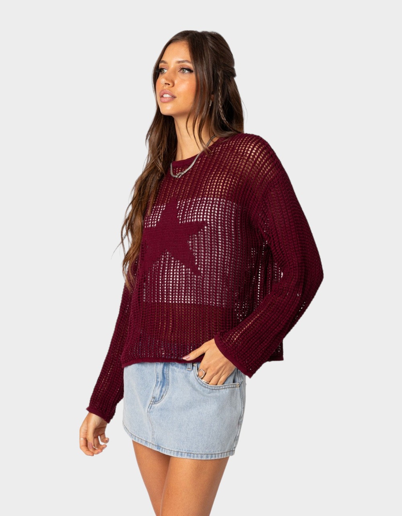 EDIKTED Seeing Stars Oversized Sweater - DK RED | Tillys