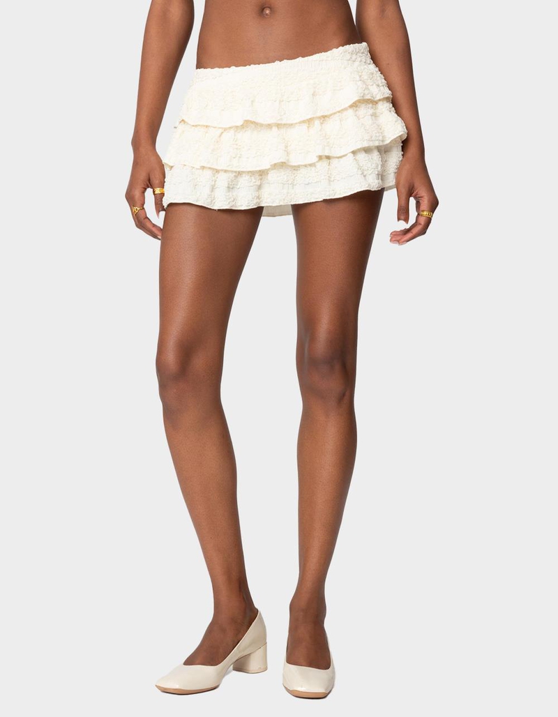 EDIKTED Margaux Textured Ruffle Mini Skort - BEIGE | Tillys