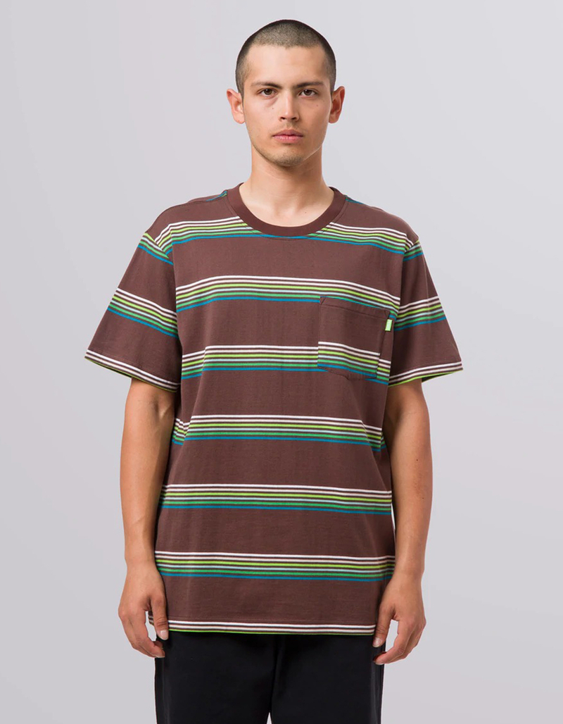 HUF Bolinas Stripe Mens Pocket Tee - BROWN | Tillys