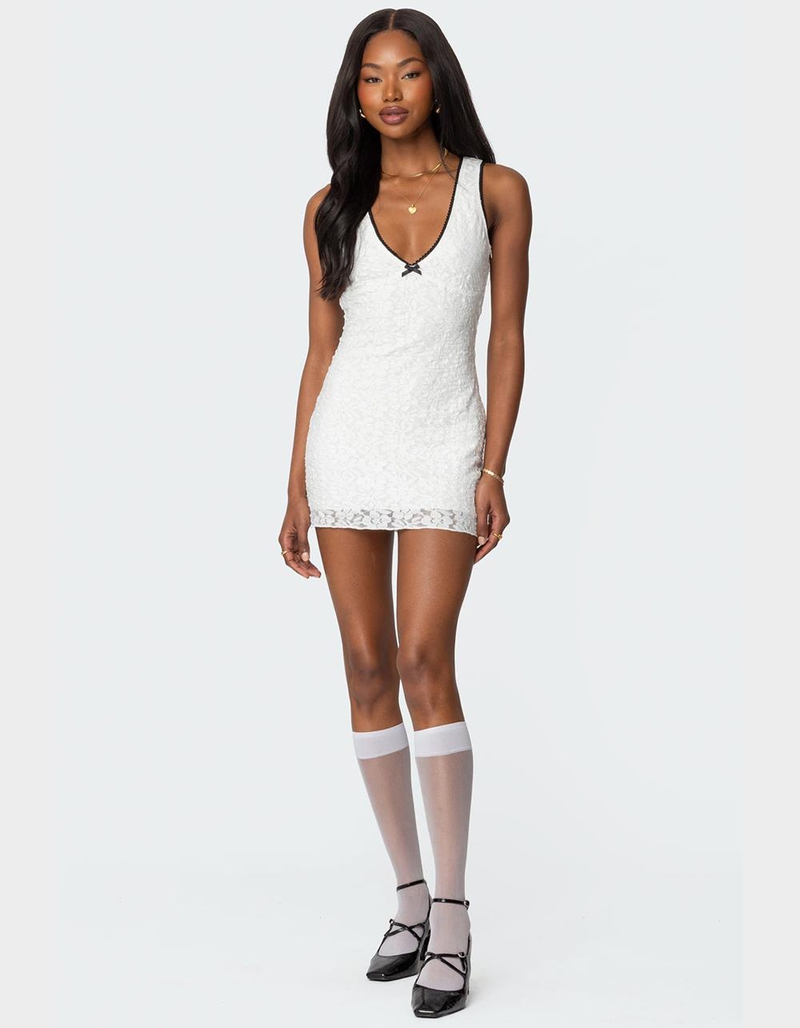 EDIKTED Selah Lace Contrast Mini Dress - WHITE - XS | Tillys
