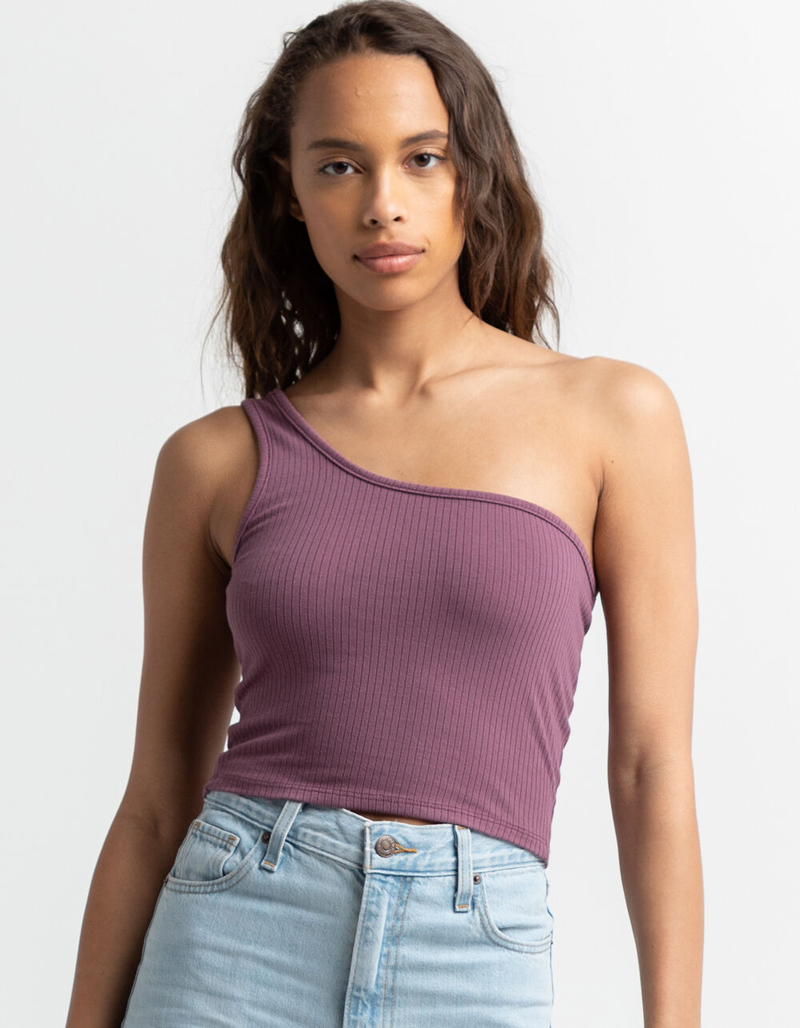 BOZZOLO Womens One Shoulder Tank Top - VIOLET | Tillys