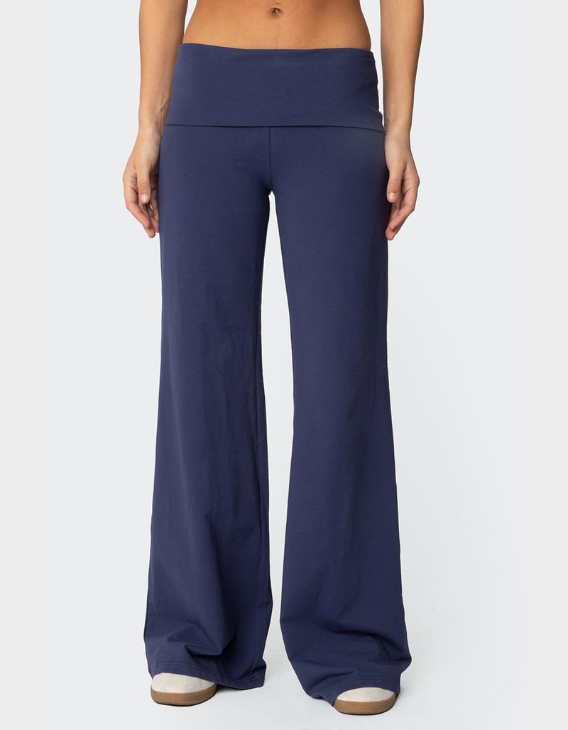 EDIKTED Wide Leg Fold Over Pants - NAVY - XS | Tillys