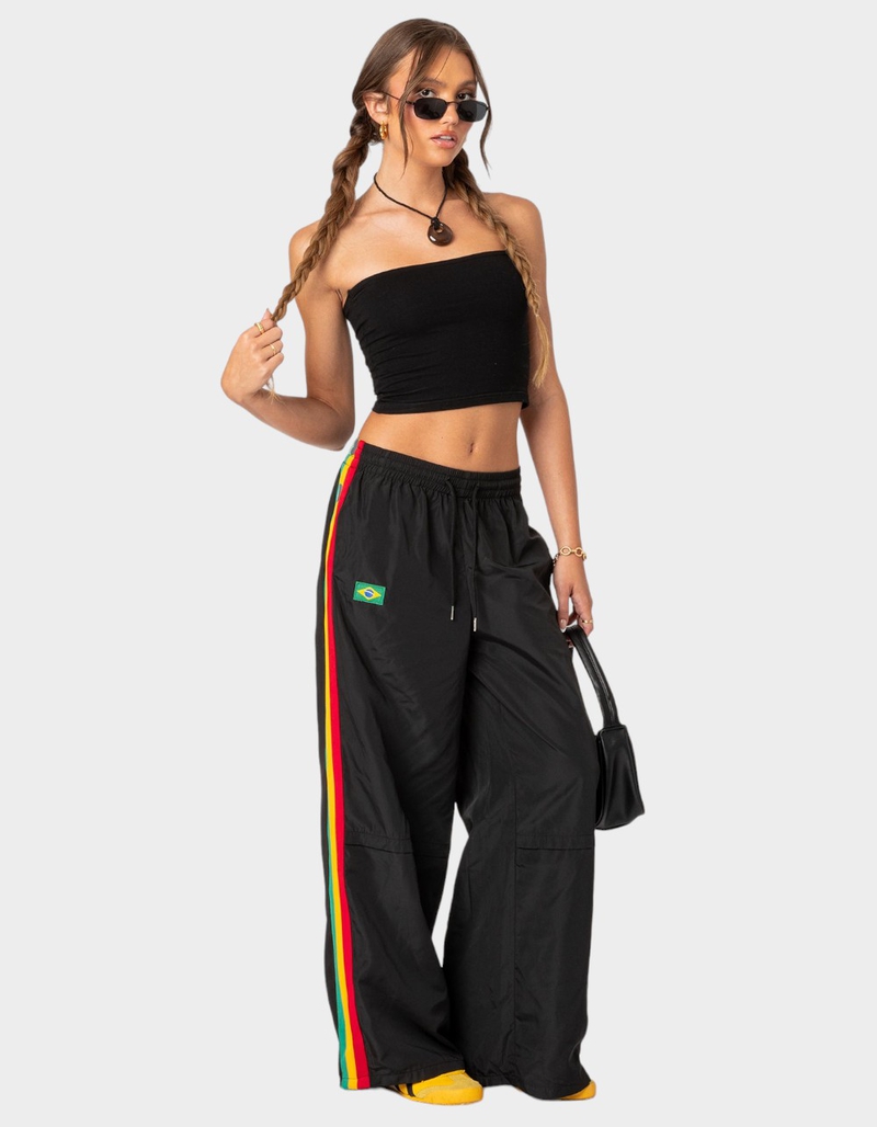 EDIKTED Brasil Nylon Track Pants - BLACK | Tillys