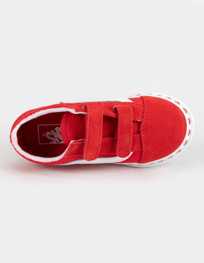 VANS Toddler Heart Foxing Old Skool Velcro Shoes - RED/TRUE WHITE | Tillys