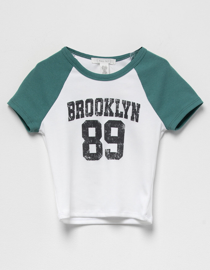 FULL TILT Brooklyn 89 Girls Raglan Tee - GREEN COMBO - M | Tillys