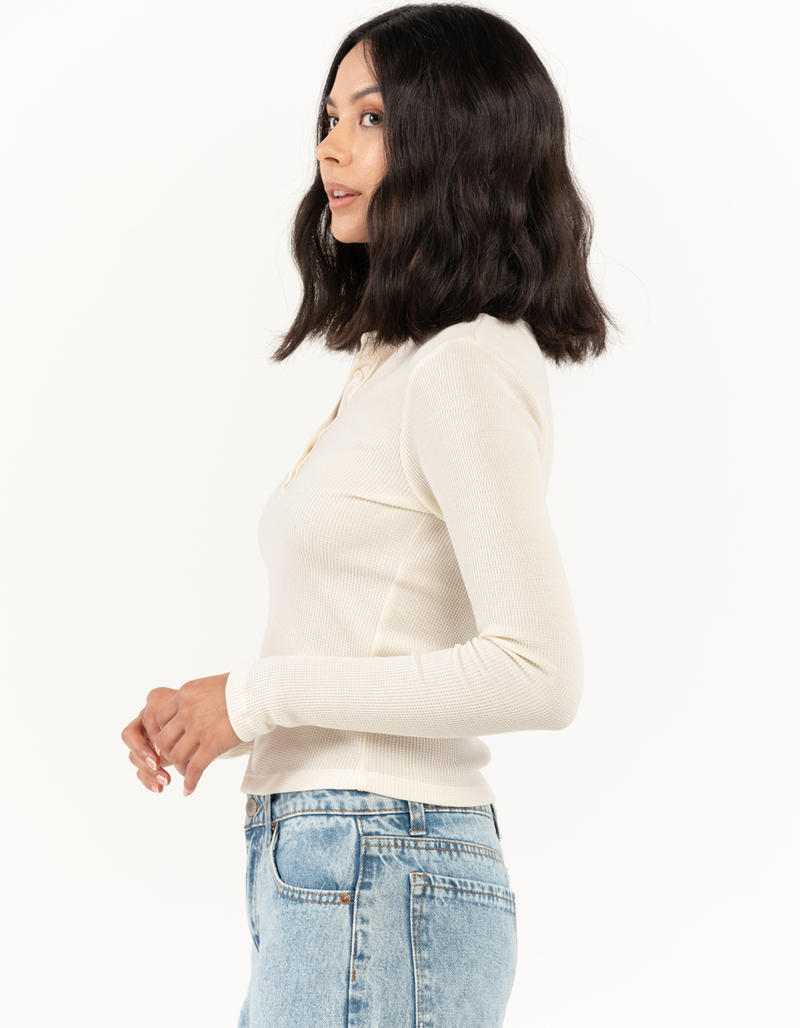 RSQ Womens Thermal Henley - CREAM | Tillys