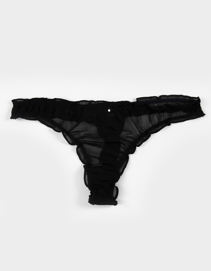 FULL TILT Lettuce Edge Mesh Thong - BLACK - L | Tillys