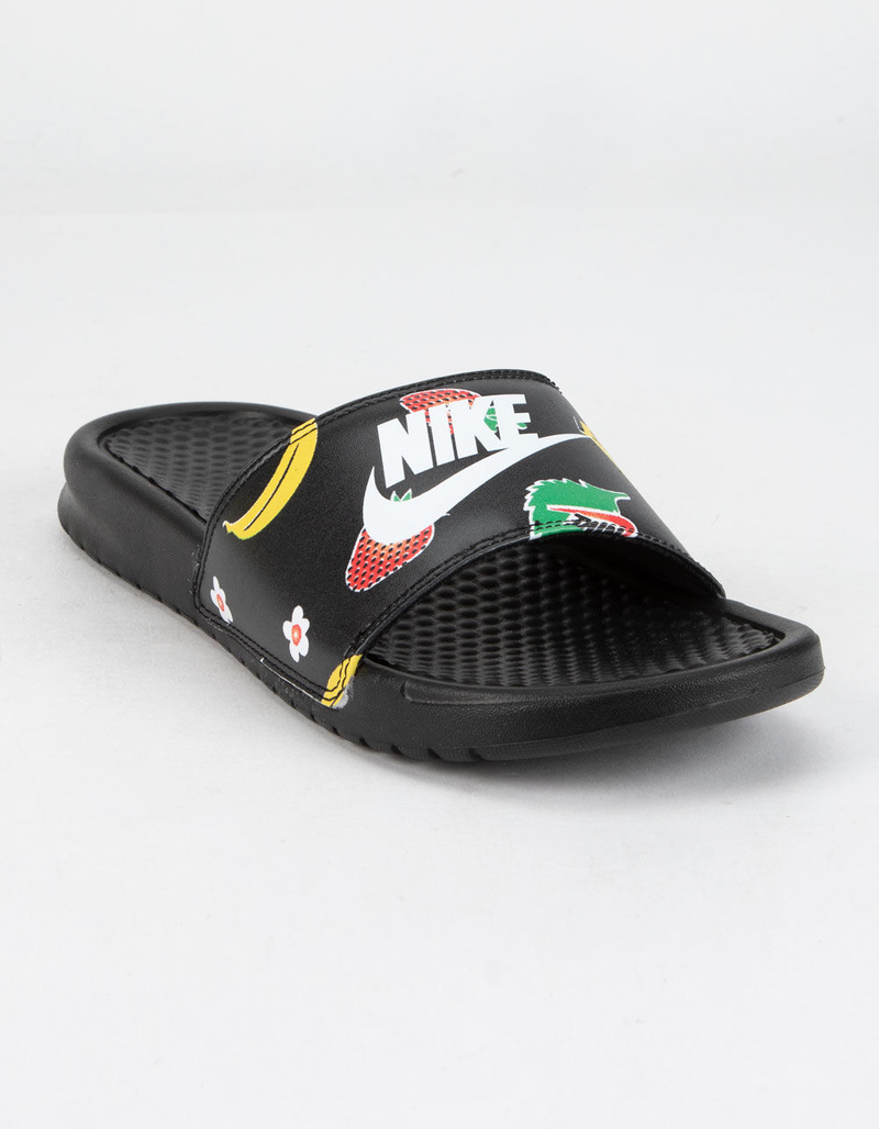 NIKE Benassi JDI Floral Slide Sandals - BLACK COMBO | Tillys