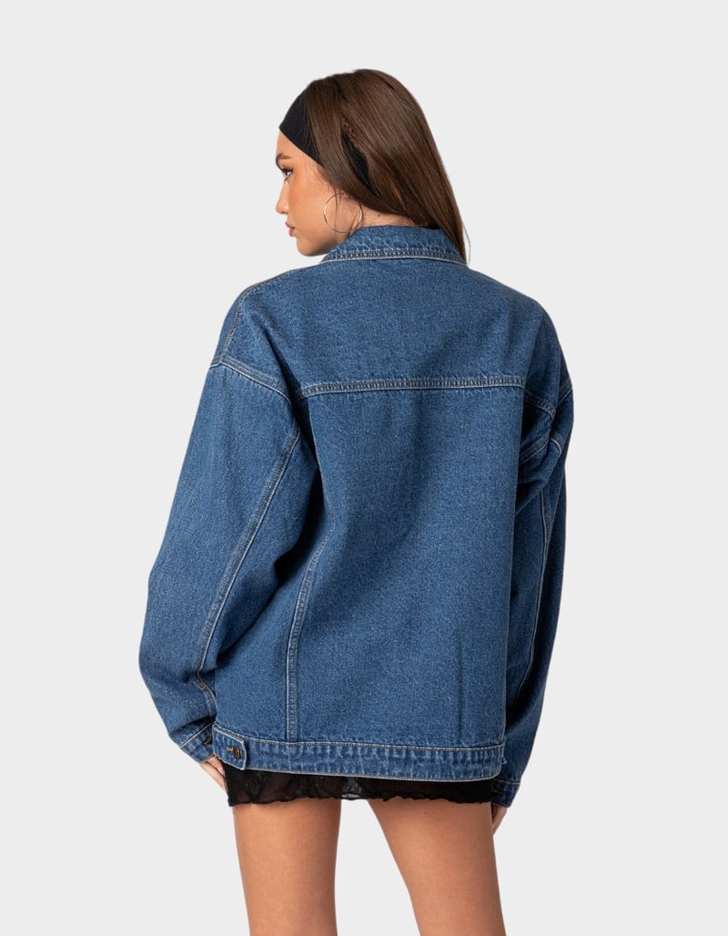 EDIKTED Dalia Oversized Denim Jacket - DARK BLUE | Tillys