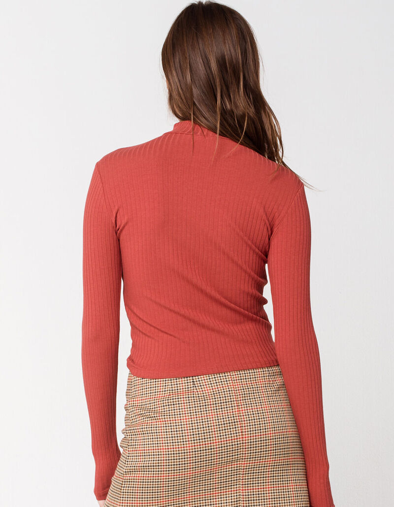 DESTINED Rib Mock Neck Rust Womens Tee - RUST - 359913463