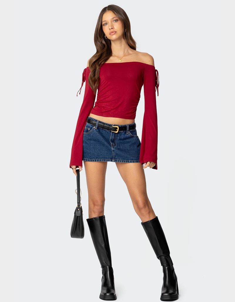 EDIKTED Keaghan Off Shoulder Top - DK RED - L | Tillys