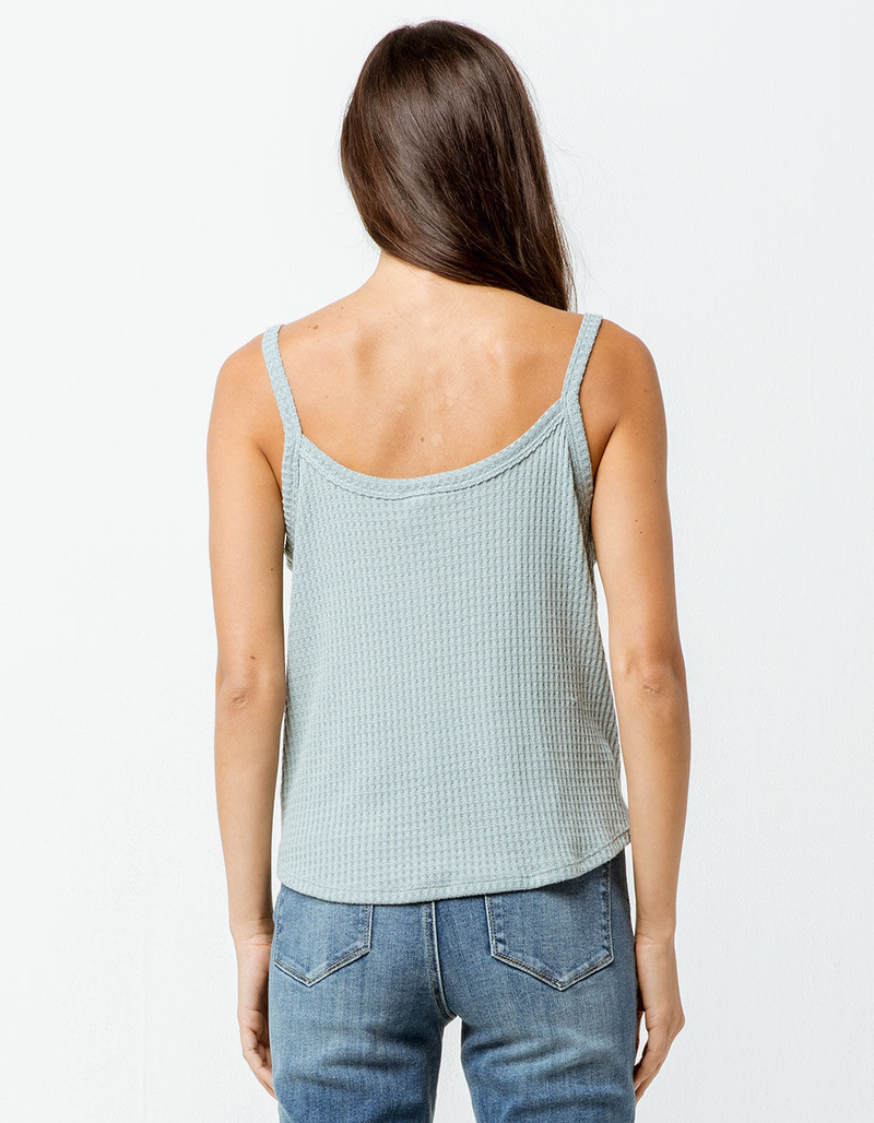 SKY AND SPARROW Button Tie Front Sage Womens Thermal Tank Top - SAGE ...