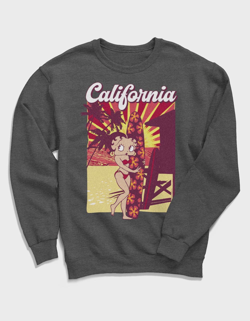 BETTY BOOP California Beach Unisex Crewneck Sweatshirt - CHARCOAL - XXXL | Tillys