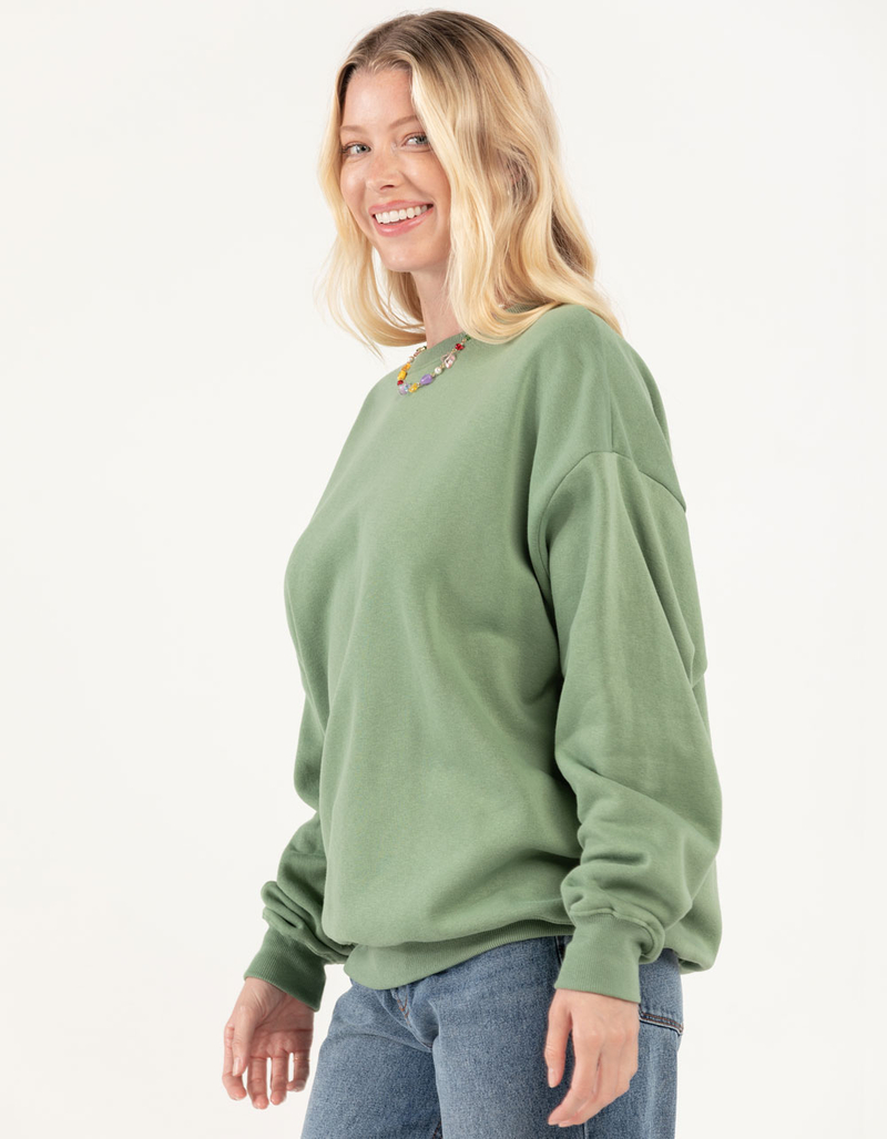 FULL TILT Essentials Womens Oversized Crewneck Sweatshirt - GREEN | Tillys