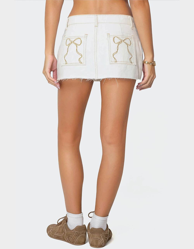 EDIKTED Bow Denim Mini Skort - WHITE | Tillys