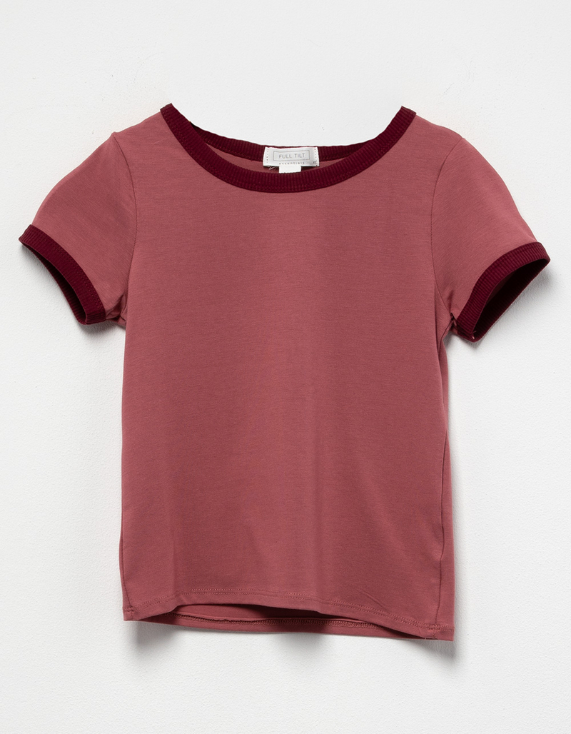 FULL TILT Essentials Girls Ringer Tee - PINK COMBO | Tillys