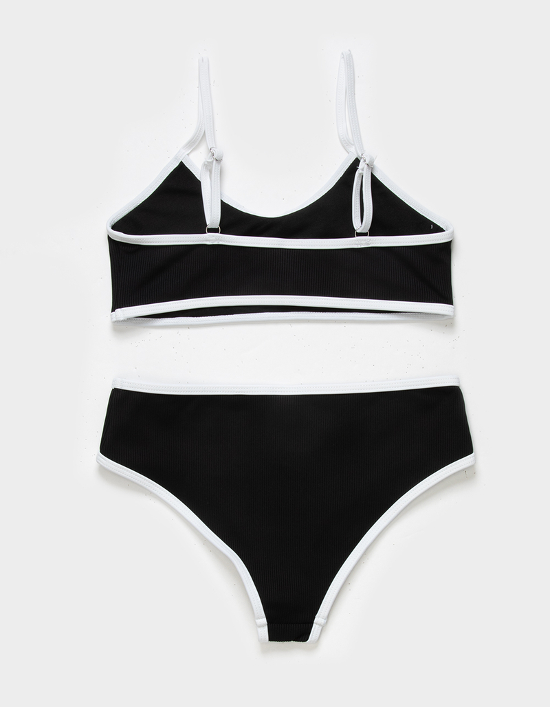 Damsel Rib Girls Bralette Bikini Set Blk Wht Tillys