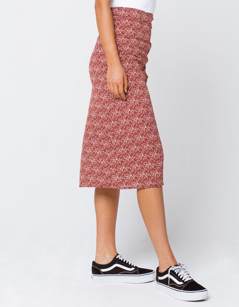 Sky And Sparrow Floral Side Button Midi Skirt Merlo Tillys