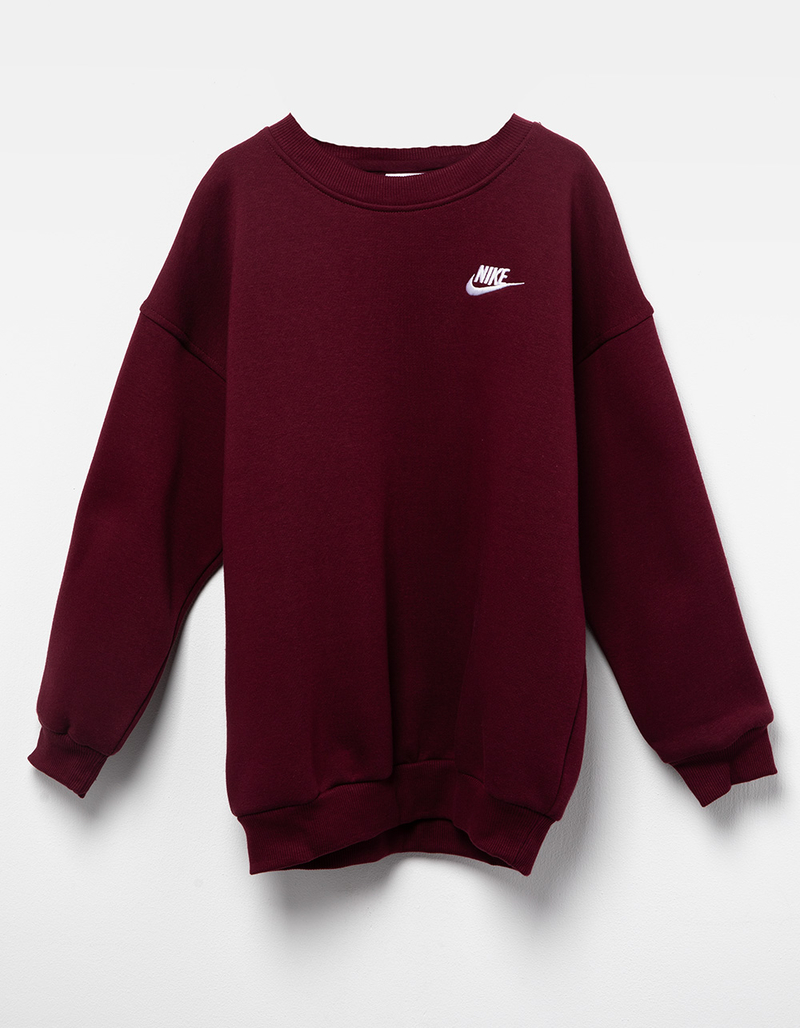 NIKE Sportswear Club Girls Fleece Crewneck Sweatshirt - MAROON - S | Tillys