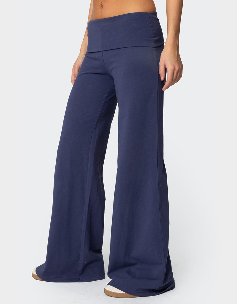 EDIKTED Wide Leg Fold Over Pants - NAVY - XS | Tillys