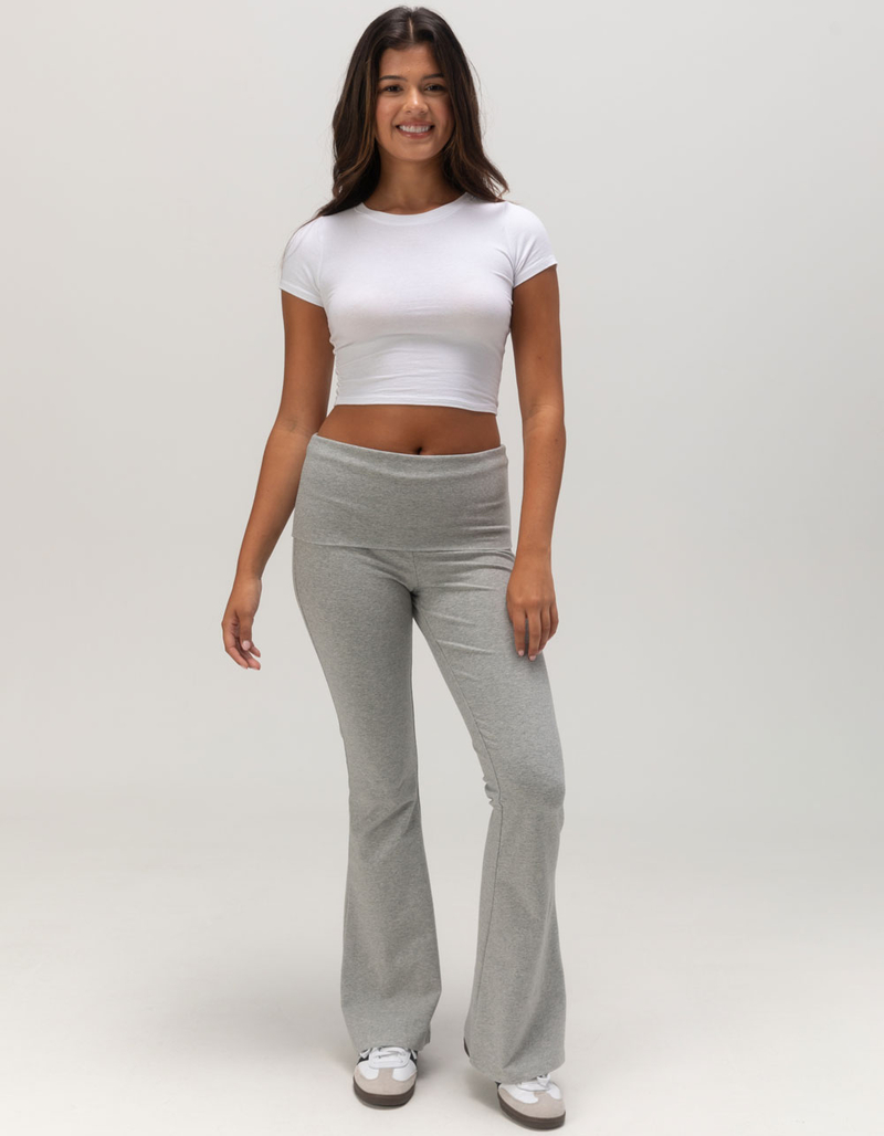 TILLYS Fold Over Flare Womens Leggings - HEATHER GRAY | Tillys