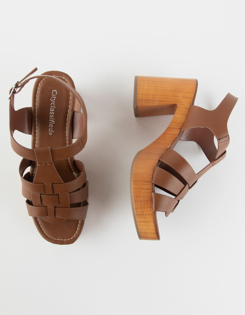 CITY CLASSIFIED Womens Wood Ankle Heels - TAN - 9 | Tillys