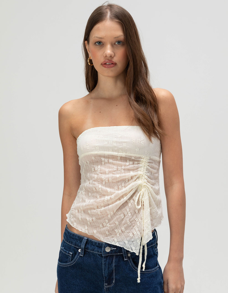 FULL TILT Textured Cinch Womens Tube Top - IVORY | Tillys
