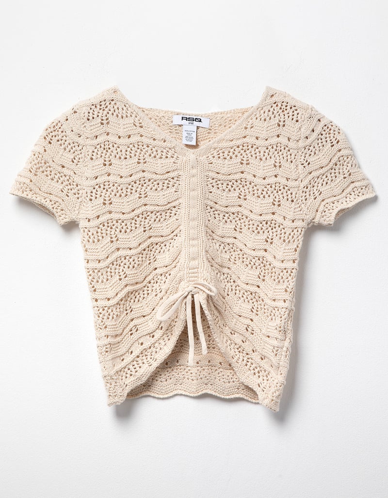 RSQ Girls Crochet Cinch Front Top - NATURAL - L | Tillys