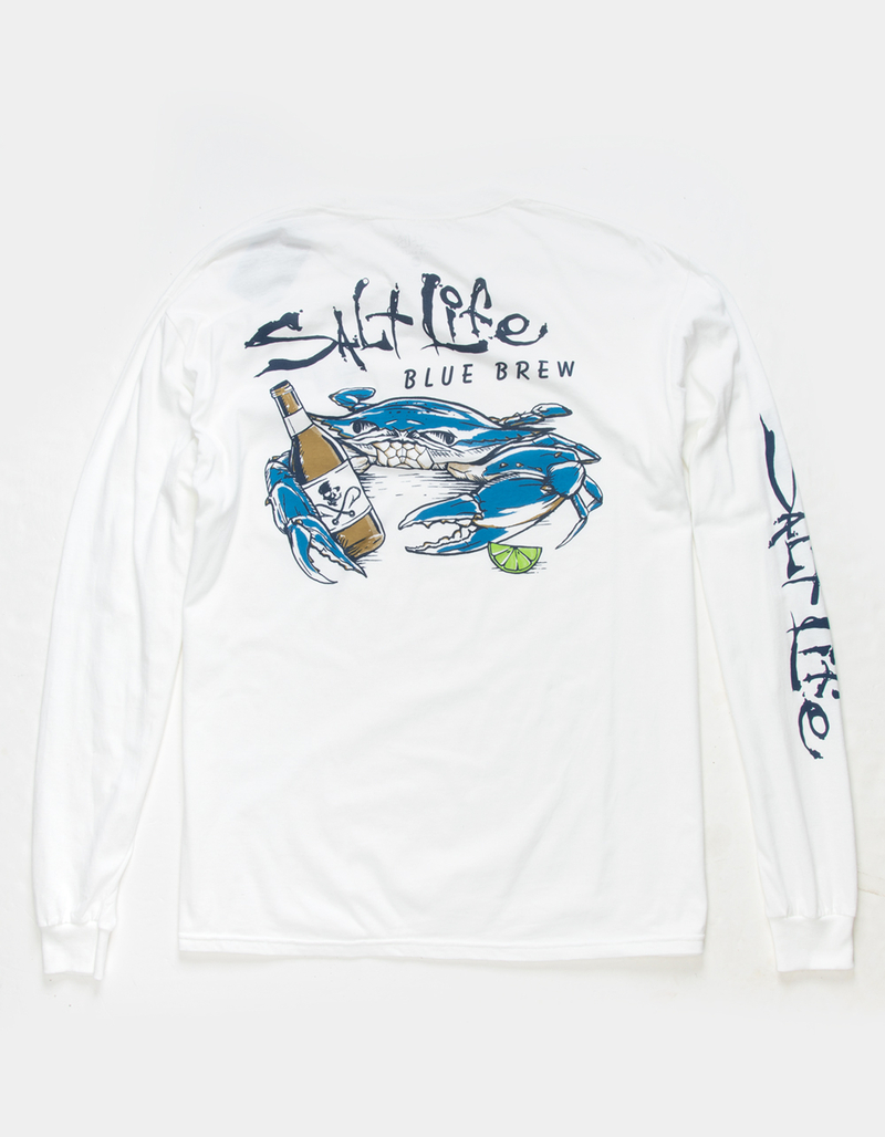SALT LIFE Blue Brew Crab Mens Pocket Tee - WHITE - L | Tillys