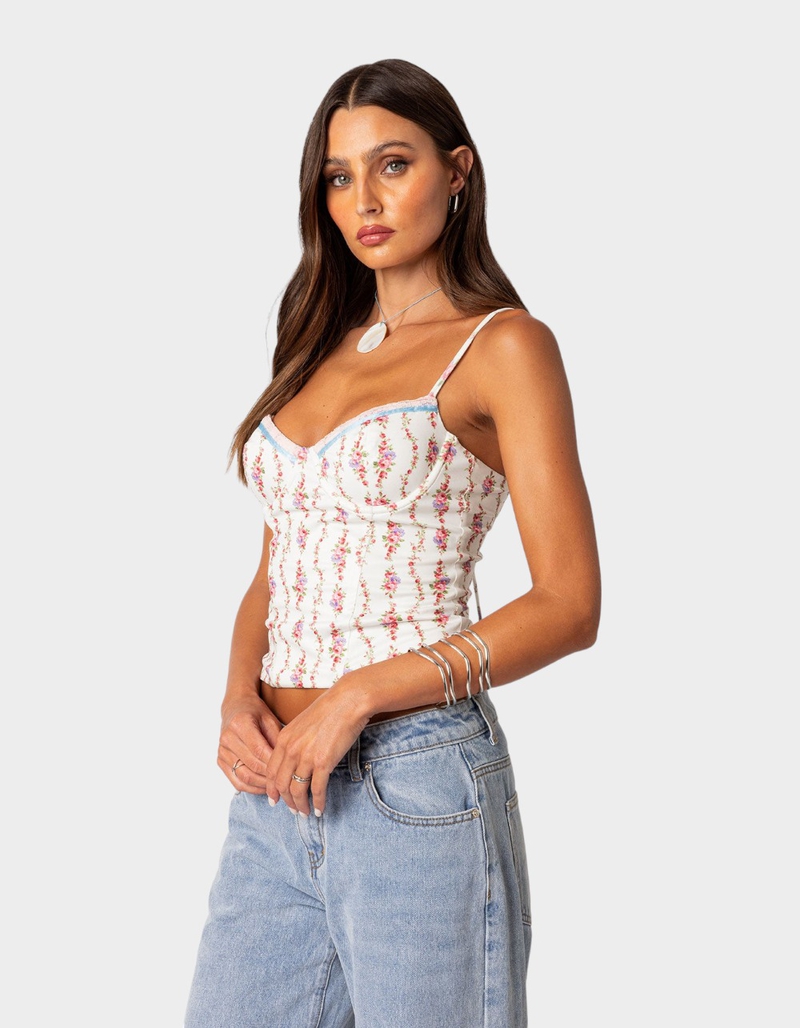 EDIKTED Indira Printed Cupped Lace Up Corset - BLACK | Tillys