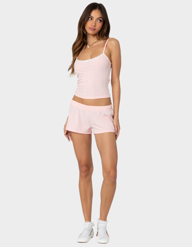 EDIKTED Irene Low Rise Pointelle Micro Shorts - PINK - XL | Tillys