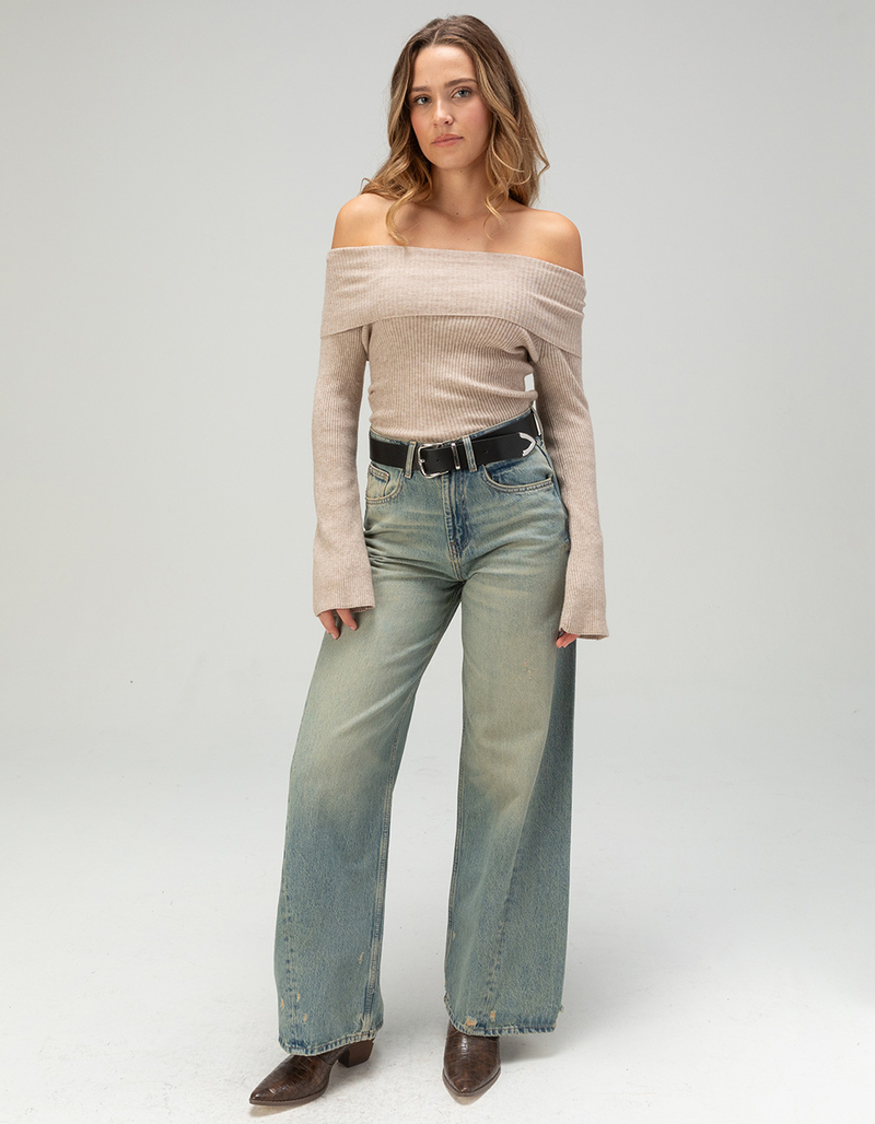 ONLY Jay Off The Shoulder Womens Long Sleeve Top - LIGHT BROWN | Tillys