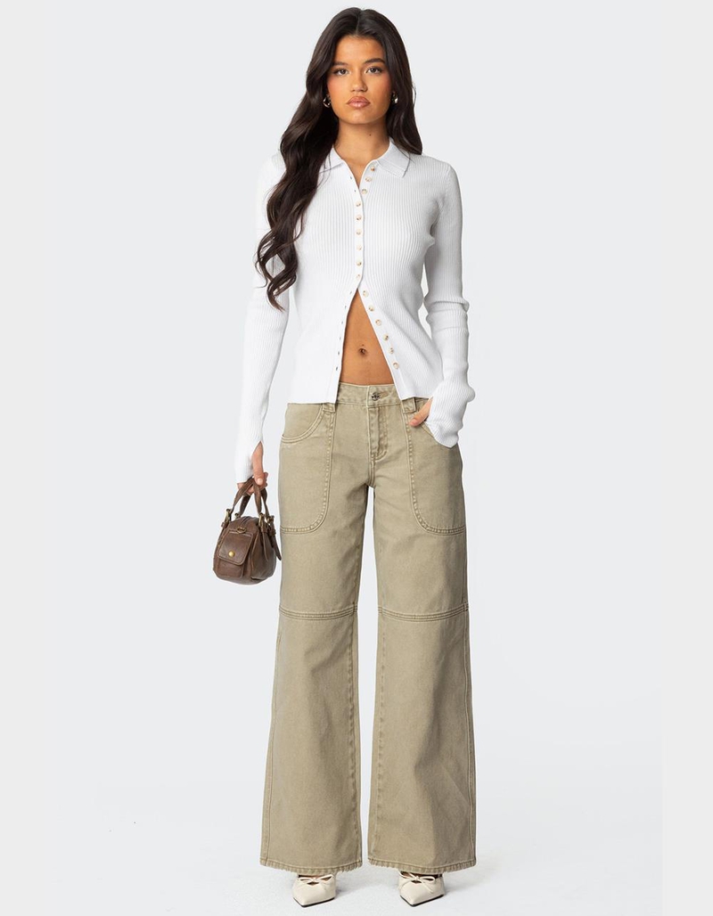 EDIKTED Morgan Low Rise Carpenter Jeans - LIGHT BROWN - L | Tillys