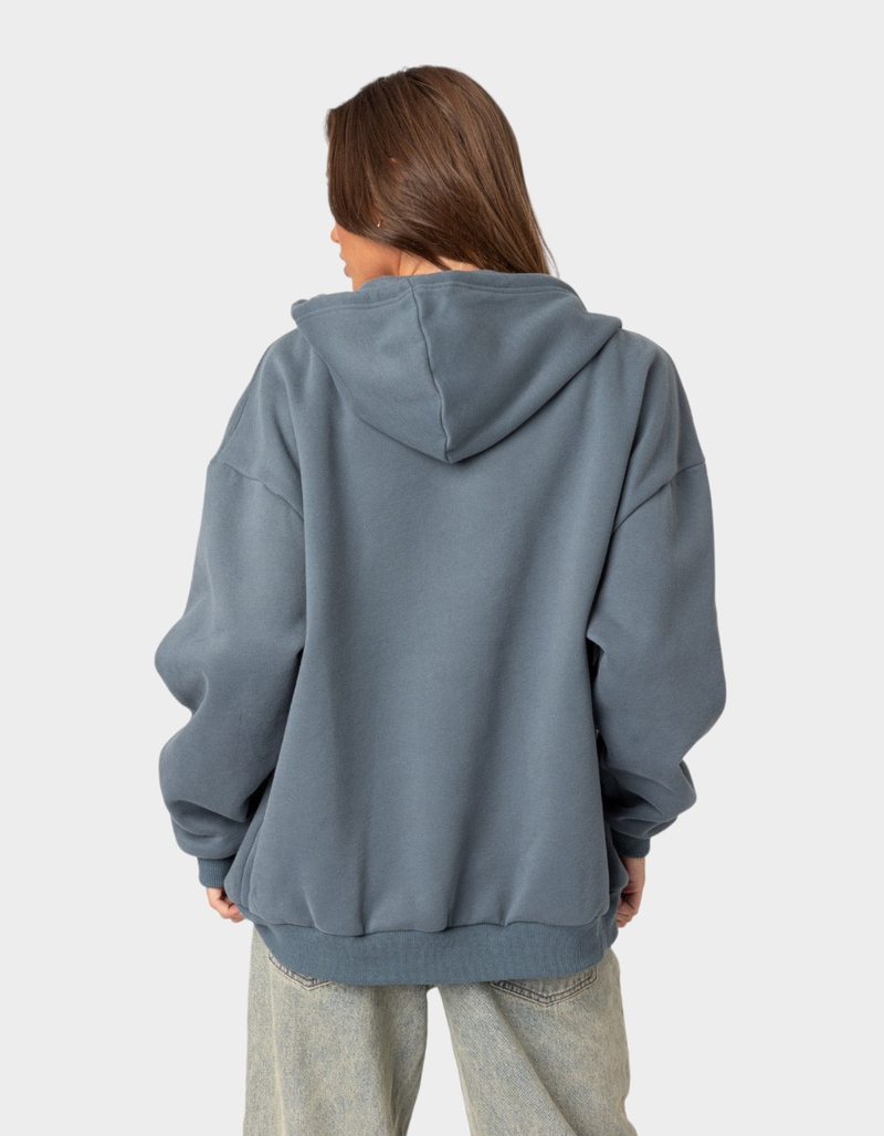 EDIKTED New York Angels Oversized Zip-Up Hoodie - BLUE | Tillys