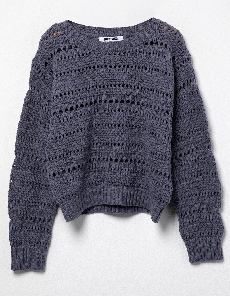 RSQ Girls Solid Open Weave Sweater - DUSK | Tillys
