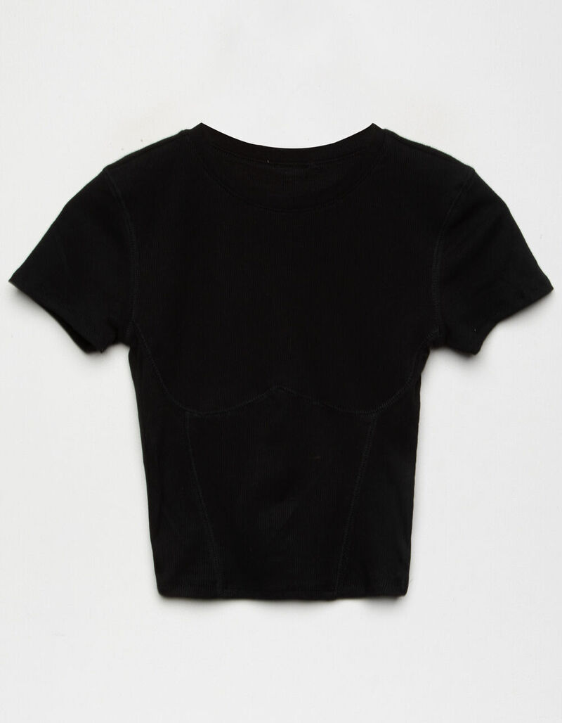 DESTINED Corset Detailed Womens Tee - BLACK - RT78956