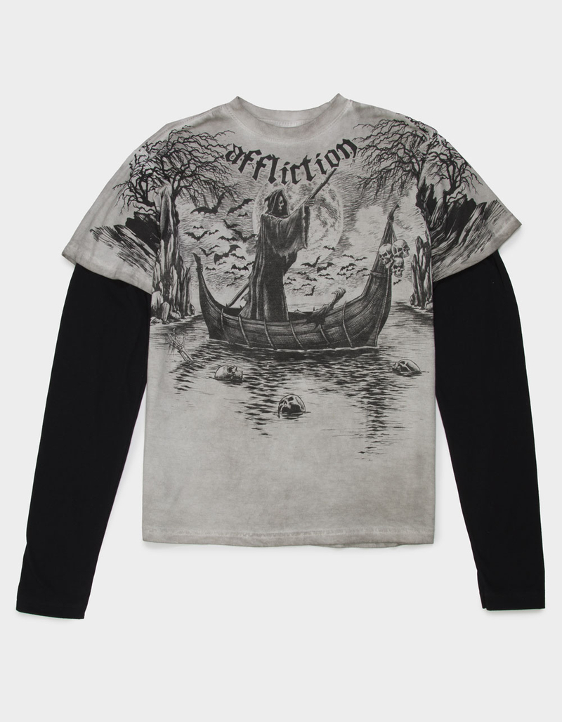 AFFLICTION River Styx Mens 2fer Long Sleeve Tee - LIGHT GRAY - XL | Tillys