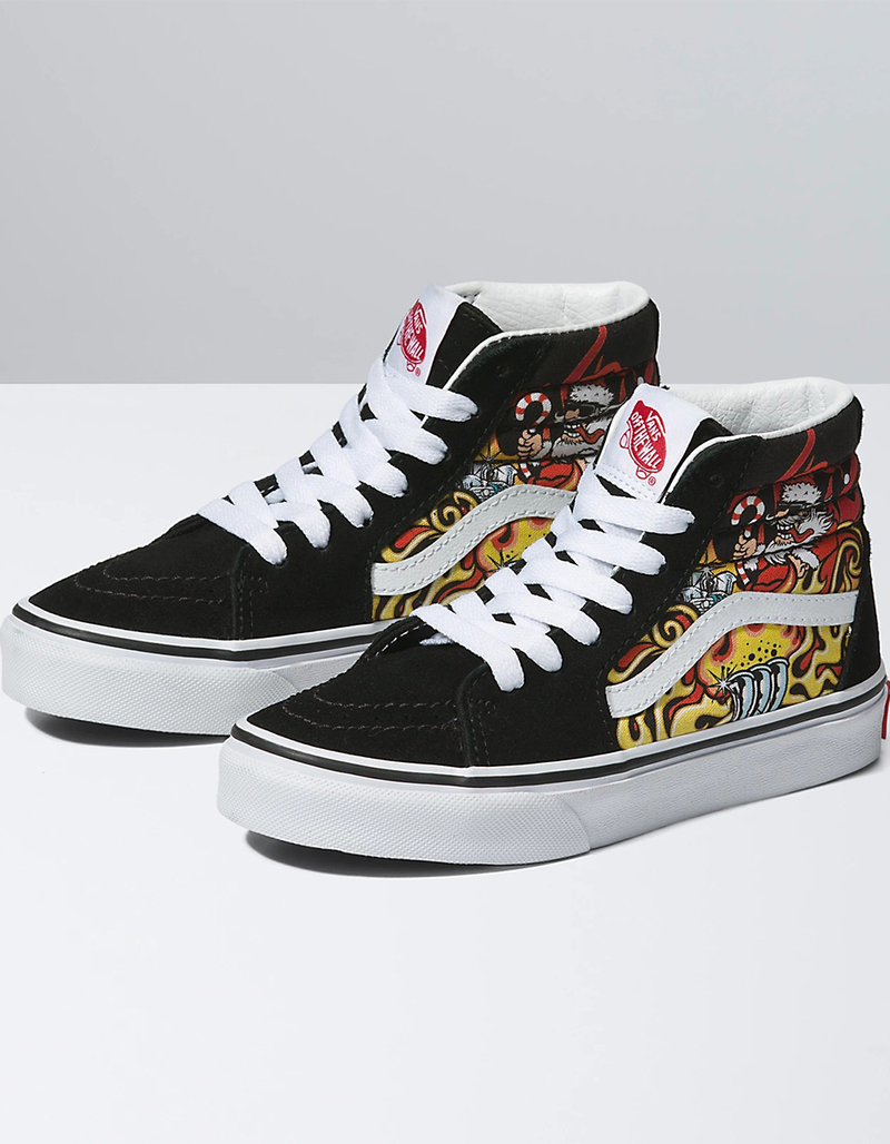 VANS Santa Flame Kids Sk8-Hi Shoes - BLACK COMBO | Tillys