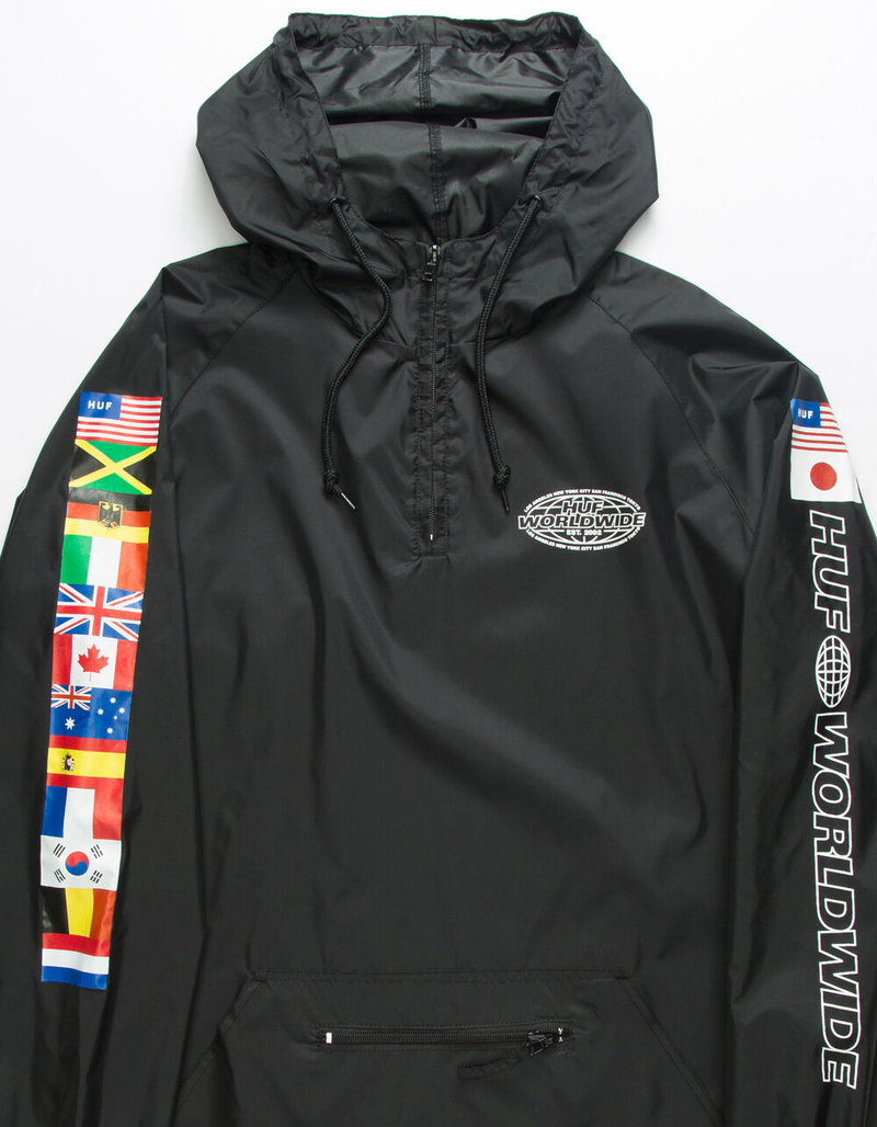 HUF Tour Quarter Zip Mens Anorak Jacket - BLACK | Tillys