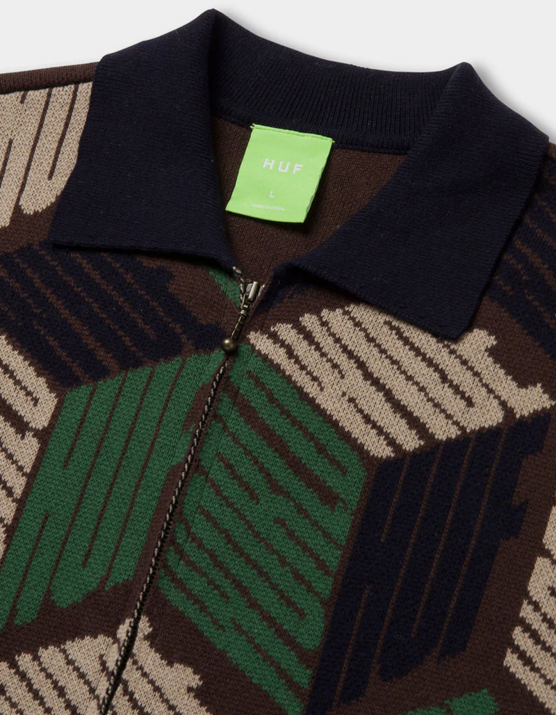 HUF Dimensions Zip Mens Sweater - CHOCOLATE | Tillys