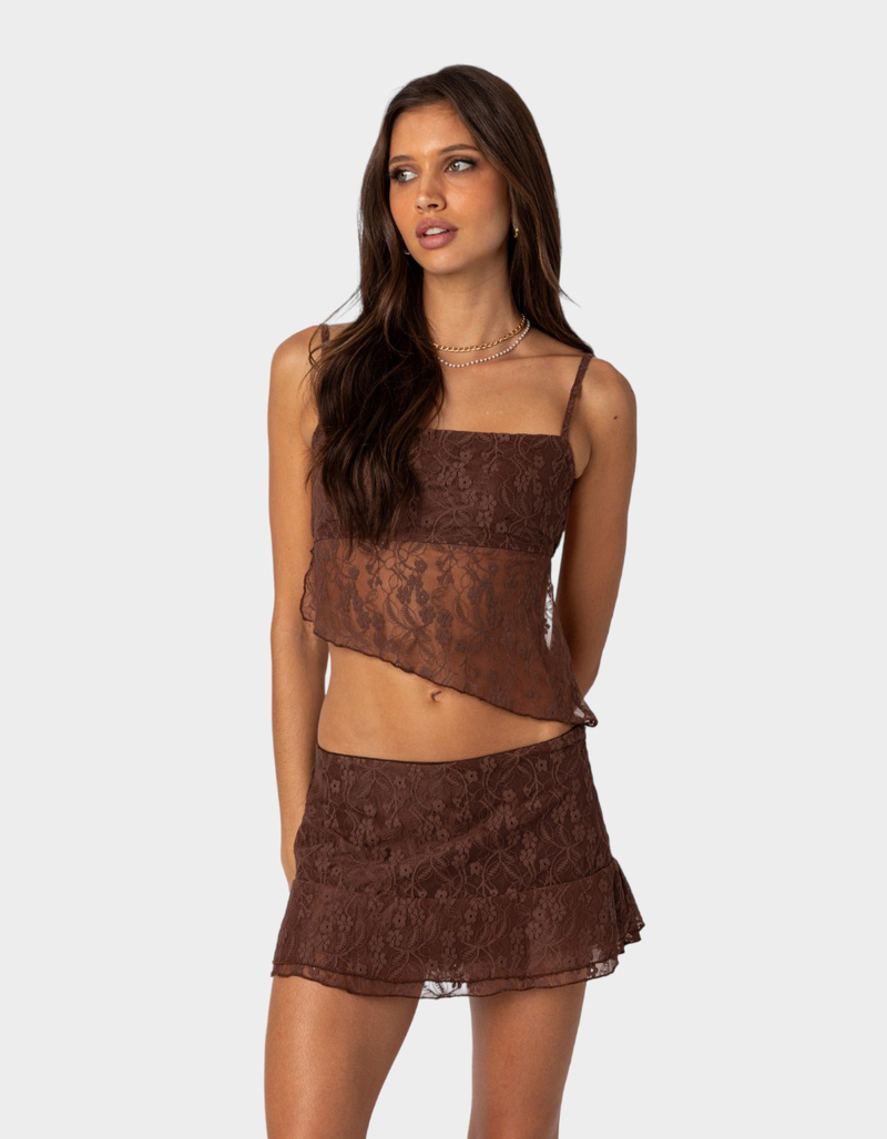 EDIKTED Lyra Open Back Lace Womens Tank Top - BROWN | Tillys