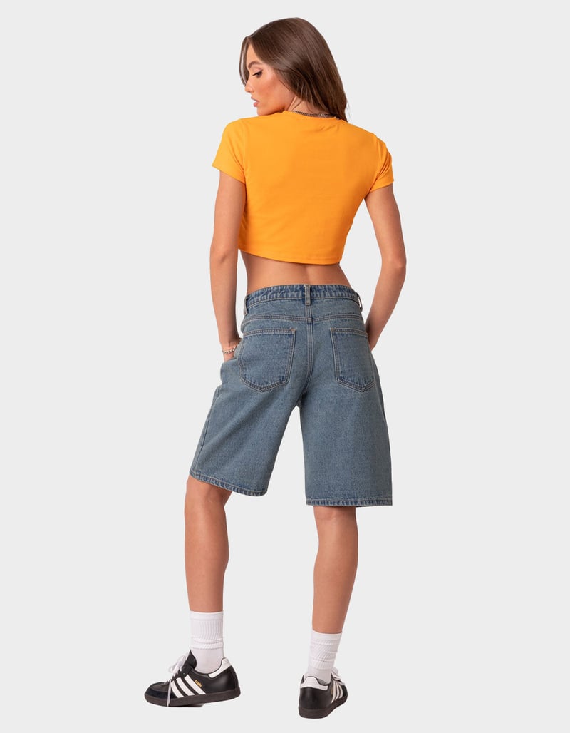 EDIKTED Oversized Low Rise Denim Bermuda Shorts - LIGHT BLUE | Tillys