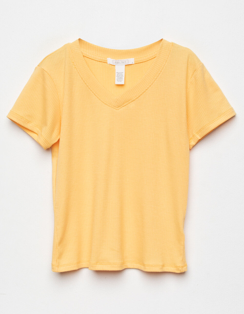 FULL TILT Girls Yellow Essential V Neck Tee - YELLOW | Tillys