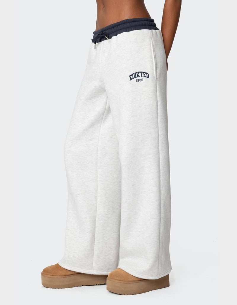 EDIKTED Edikted Contrast Embroidered Sweatpants - GRAY | Tillys