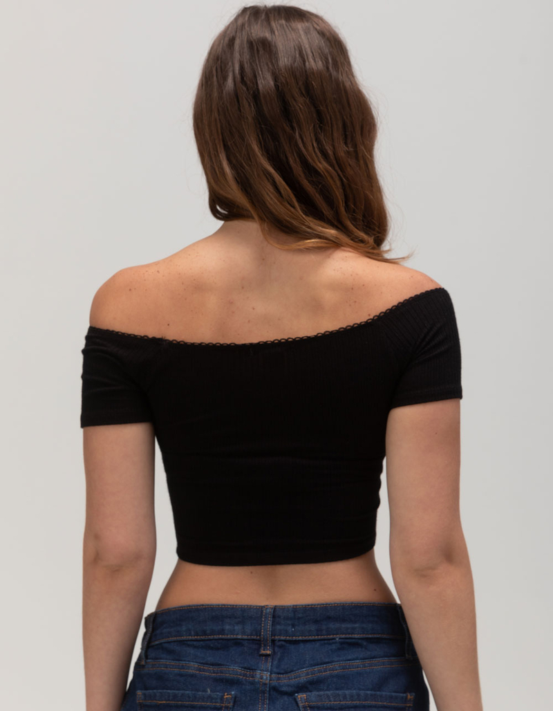 BOZZOLO Ballet Neck Womens Top - BLACK | Tillys