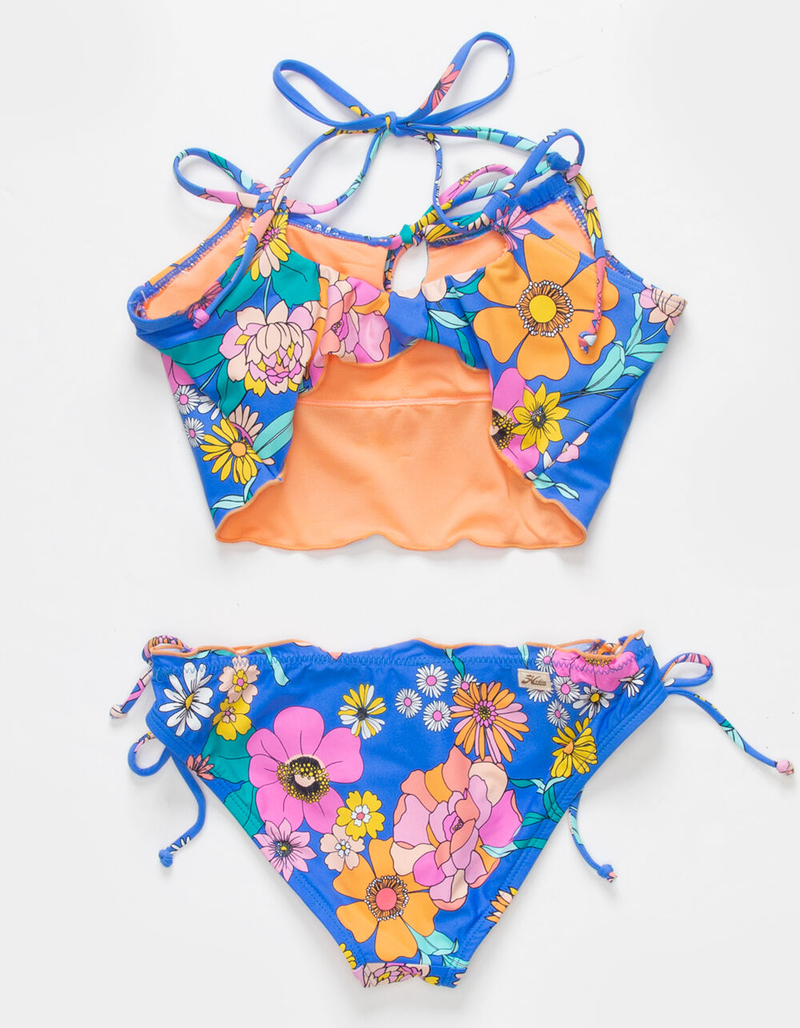 HOBIE Peace Girls Tie Bralette Bikini Set - BLUE COMBO | Tillys